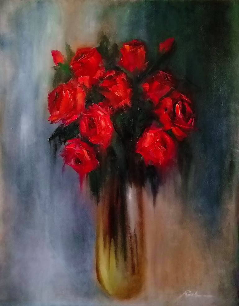 Red roses Painting by Oleh Rak | Saatchi Art