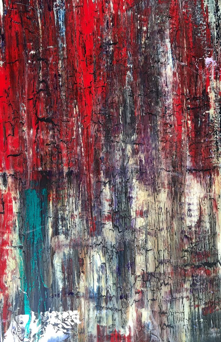Red Scrape Painting by Kal Mcmanus | Saatchi Art