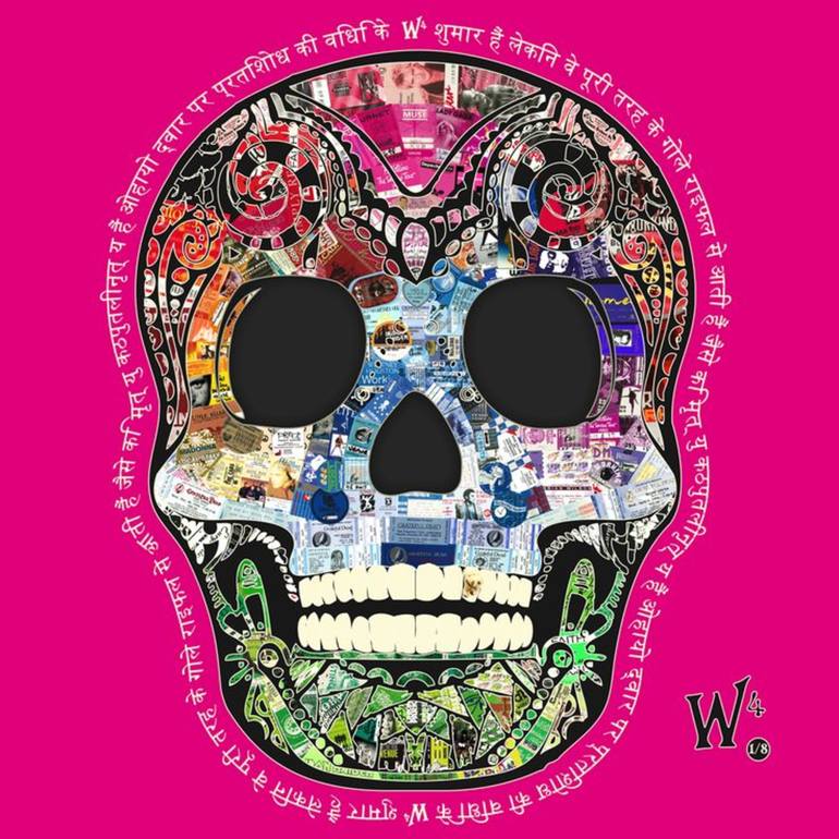 Pink Skull Collage by Patrick Willard | Saatchi Art