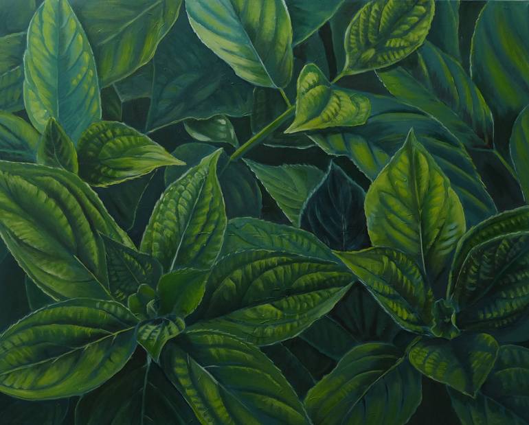 leaves of the panicle hydrangea Painting by Hanni Serway | Saatchi Art
