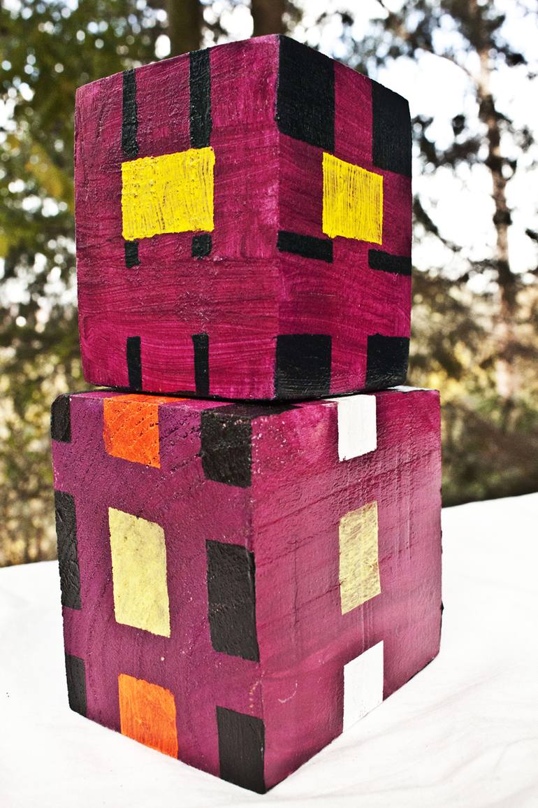Mondrian Cube Sculpture by Abrek Bion | Saatchi Art United Kingdom