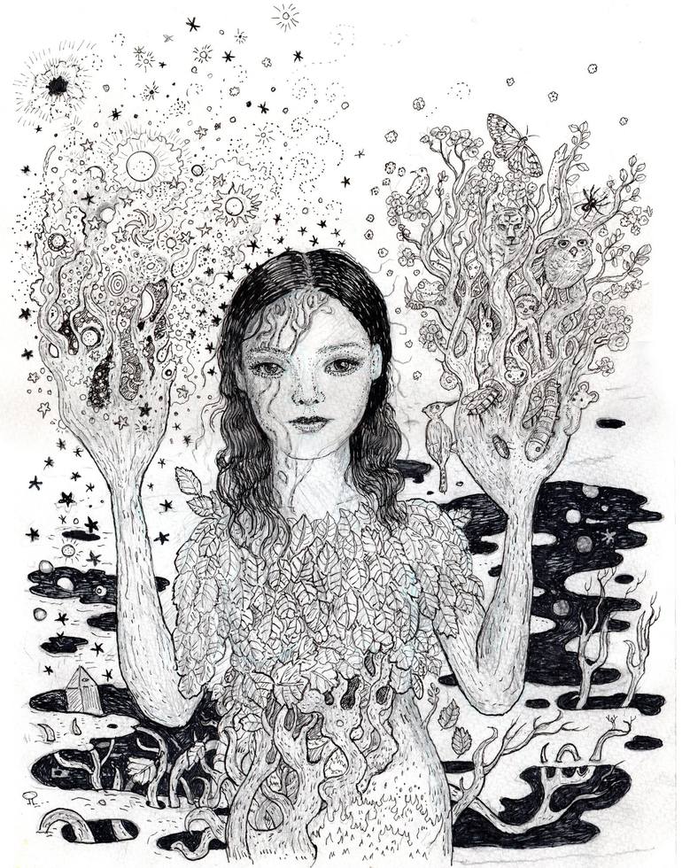 Cosmic Creator Drawing by Conrad Haberland | Saatchi Art