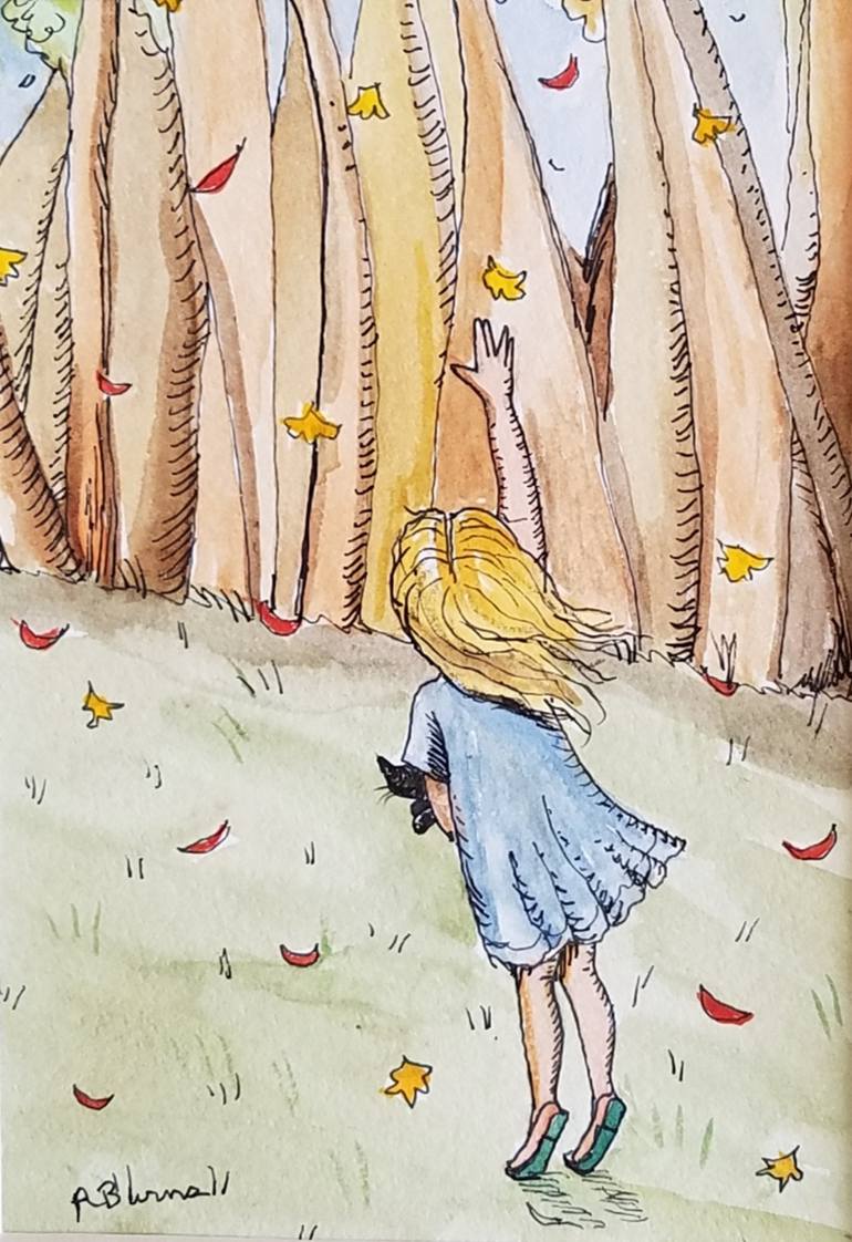 Catching Leaves Drawing by Antonia Burns | Saatchi Art