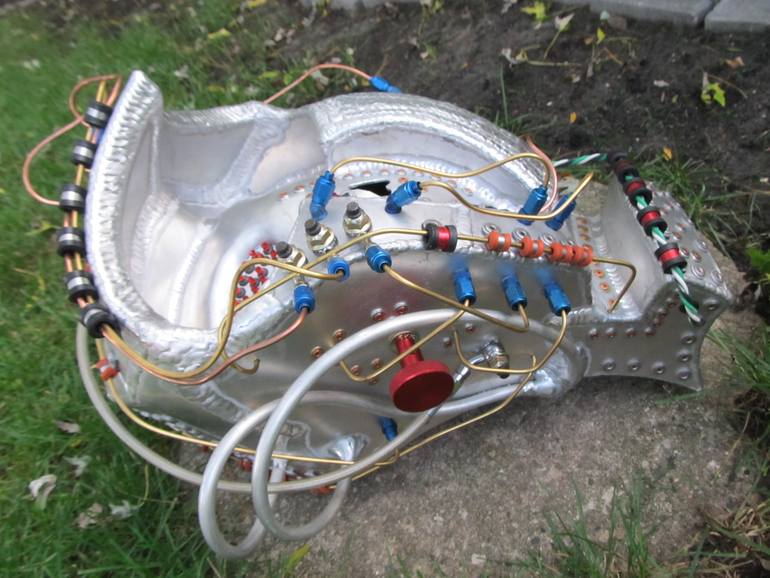 Battle Scar Robot Face Outdoor Sculpture by Richard Pauza | Saatchi Art