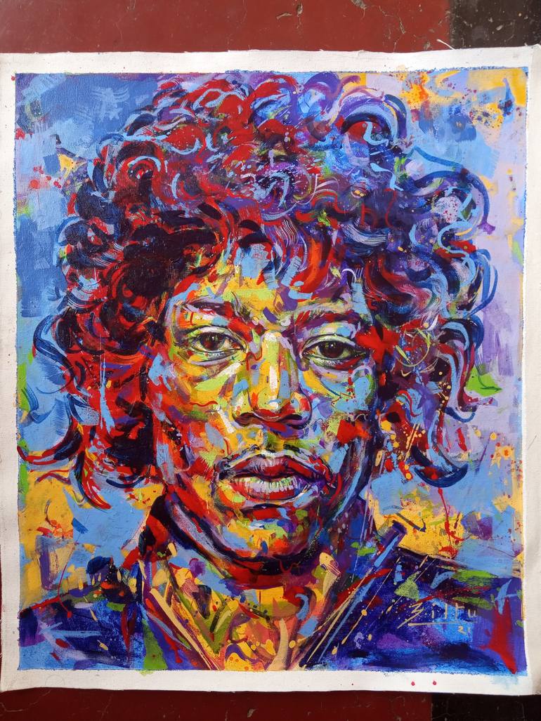 Jimi Hendrix II Painting by Biltu Ghosh | Saatchi Art