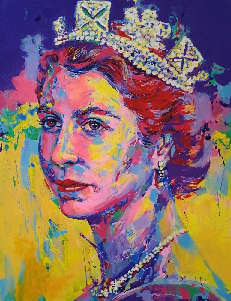 Queen Elizabeth Painting by Biltu Ghosh | Saatchi Art