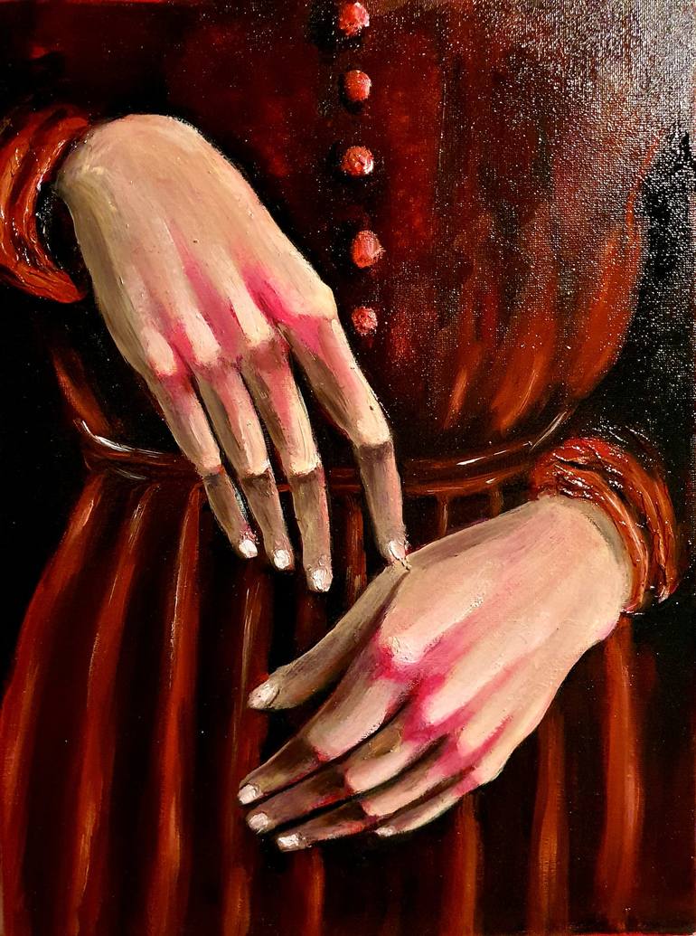 Red Handed Painting by Georgiana Luiza Nicolae | Saatchi Art