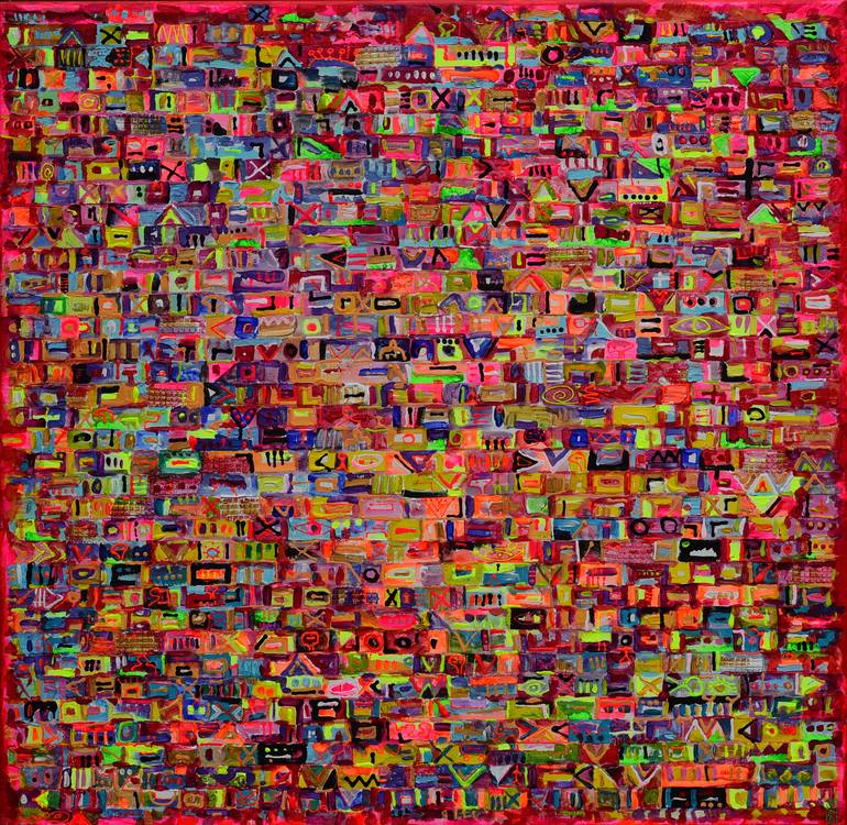 DNA code red (painting no 1014) Painting by Krzysztof Pajak | Saatchi Art