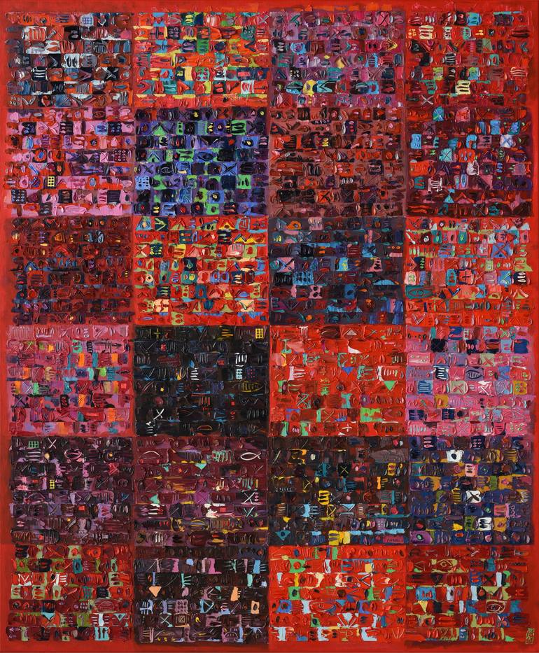 Red DNA codes'( picture number 1195) Painting by Krzysztof Pajak ...