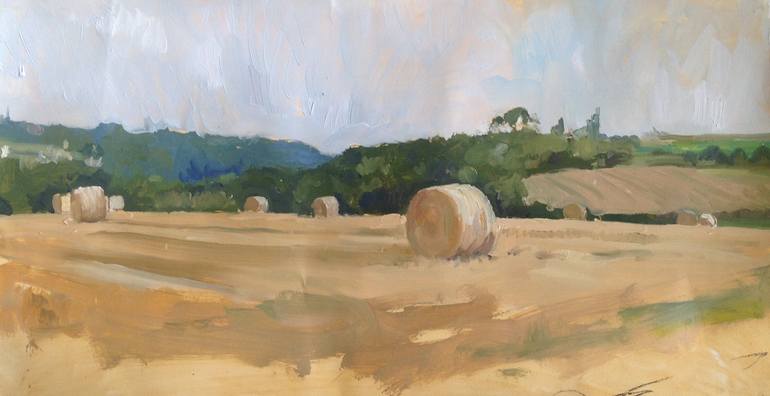 Woodland across fields Painting by Nick Walker | Saatchi Art