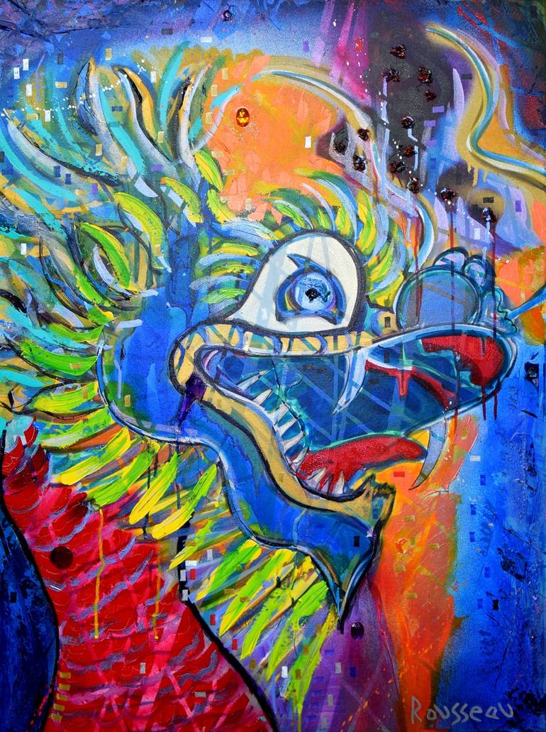 The gold grimace Painting by mathieu rousseau | Saatchi Art