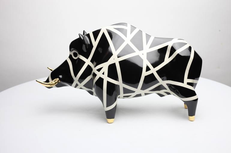 Boar model Line WBlack Sculpture by Mariusz Dydo | Saatchi Art