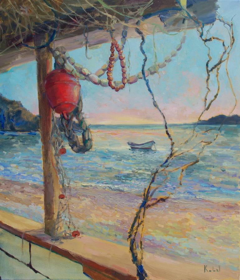 Fishing village Painting by Veronika Koval | Saatchi Art