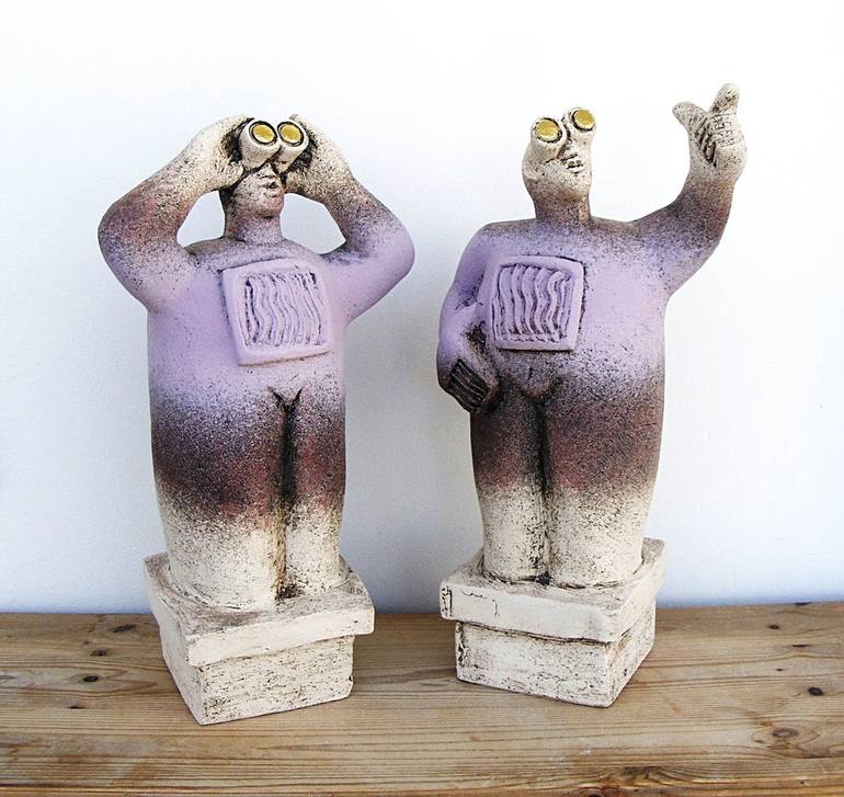 UFO Watchers - “Flying in formation” - Ceramic Sculptures (Pair ...