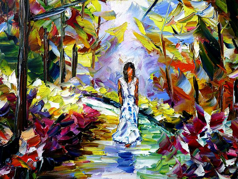 The woman in the park Painting by Mirek Kuzniar | Saatchi Art