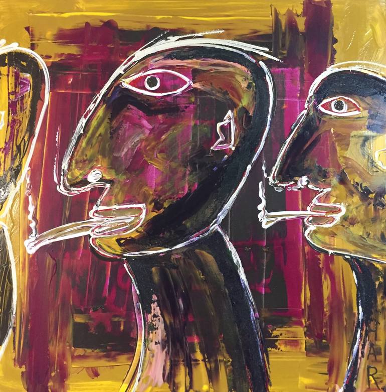 waiting in line Painting by Harry Geerts | Saatchi Art