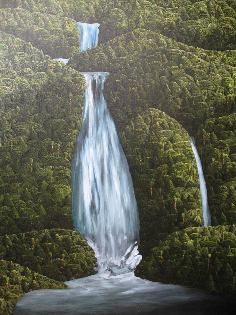 Lost waterfall Painting by Mark Wooller | Saatchi Art