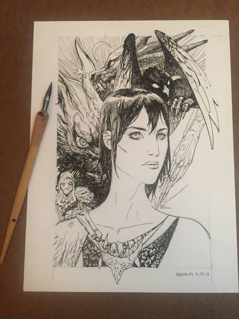 Mora and the Beasts Drawing by Paul Harmon | Saatchi Art