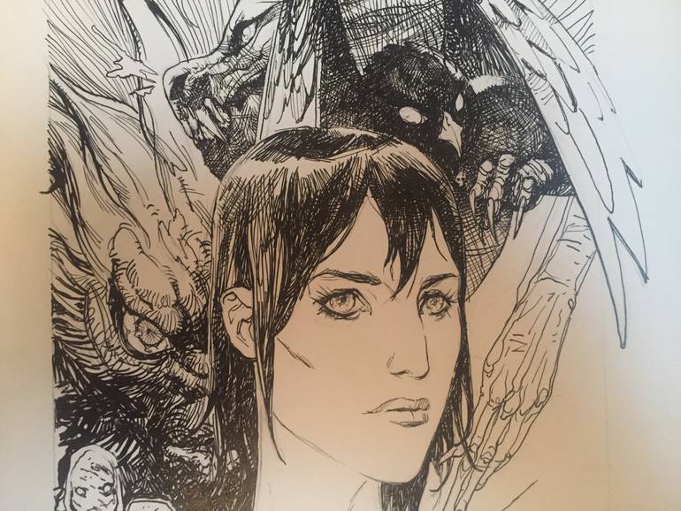 Mora and the Beasts Drawing by Paul Harmon | Saatchi Art