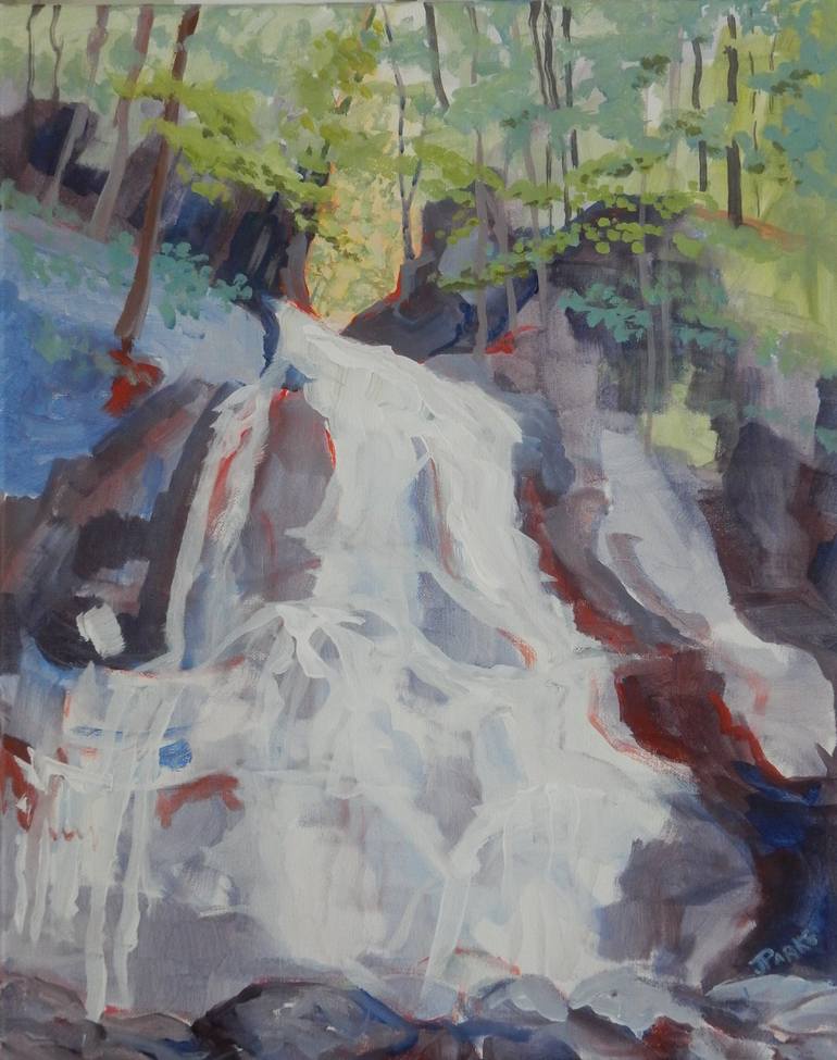 Waterfall in the Green Mountains Painting by Joy Parks Coats | Saatchi Art