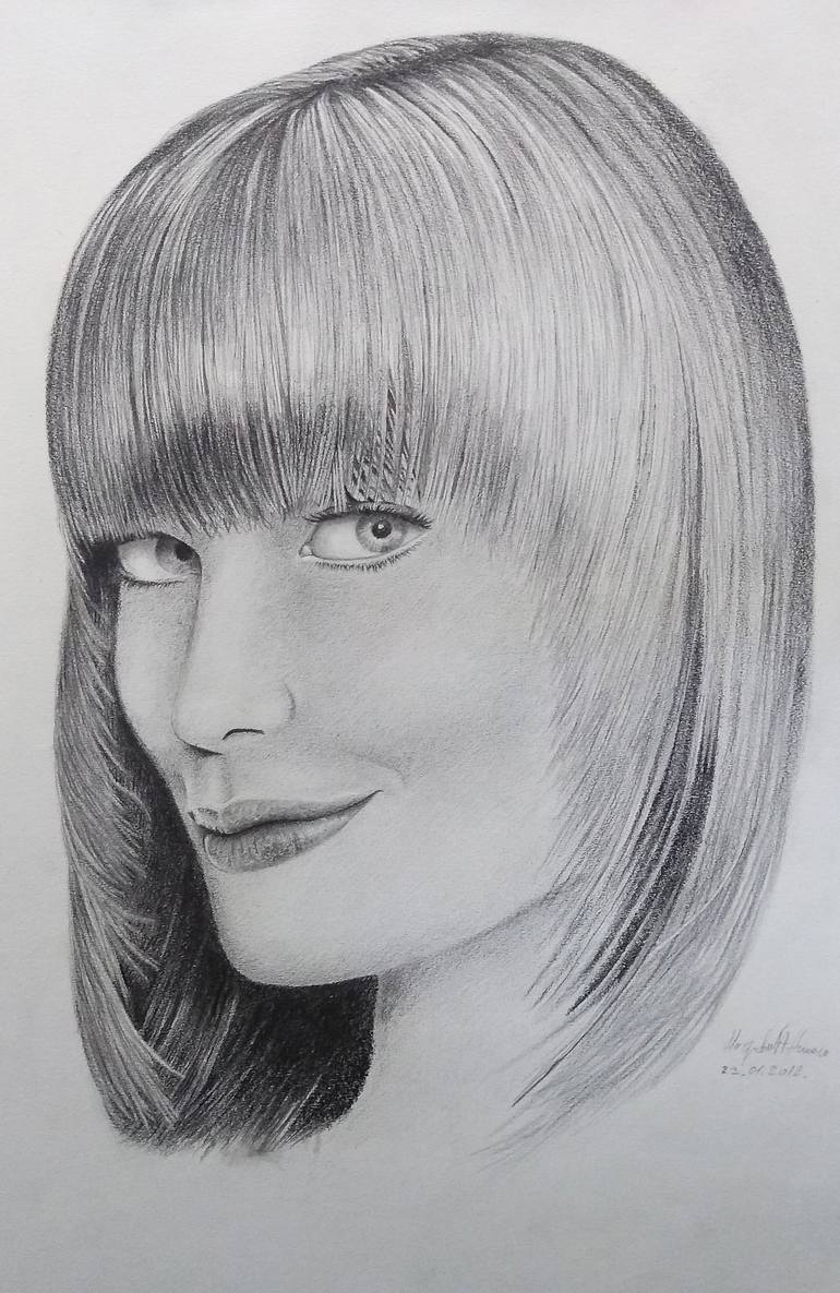Woman Smile Portrait Drawing by Nikola Mitrovic | Saatchi Art