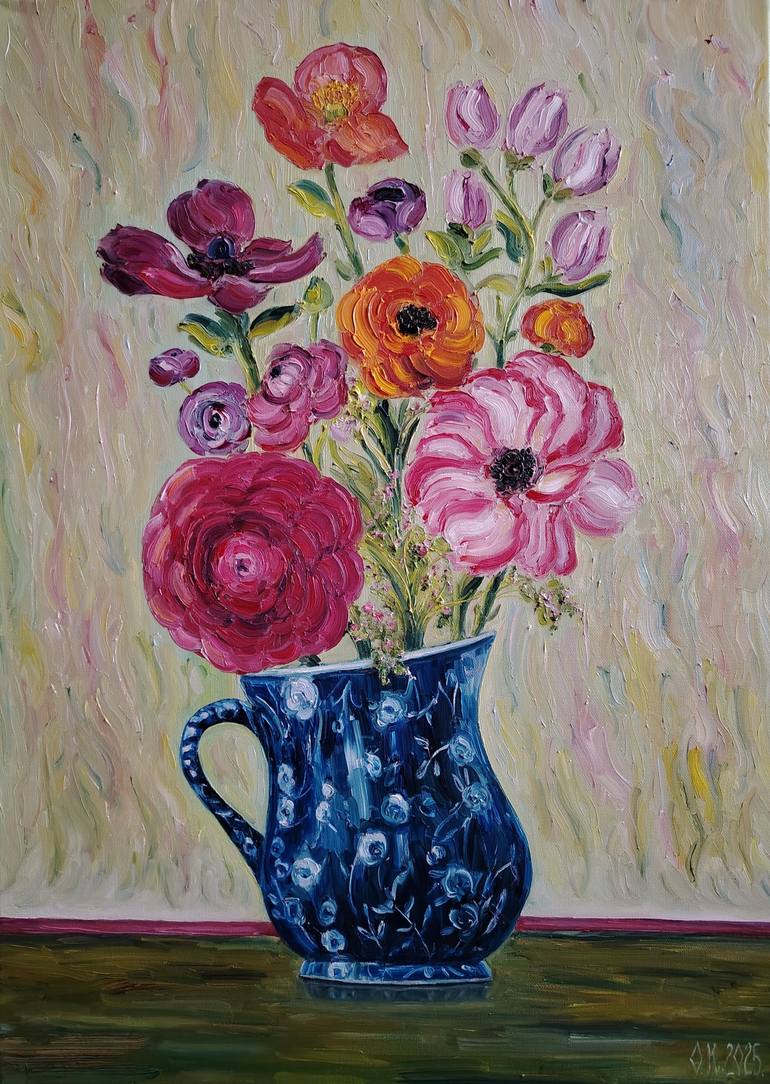 Blue vase Painting by Olga Knezevic | Saatchi Art