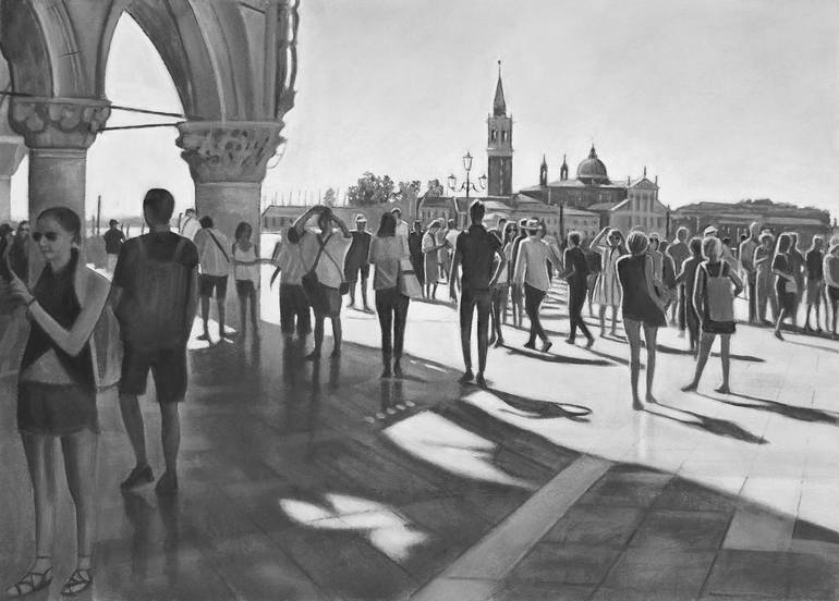 'Tourists in Venice' Painting by David Harrison | Saatchi Art