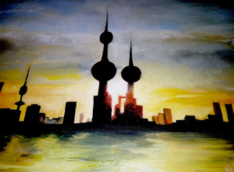 Kuwait city summer sunset Painting by Giuseppe Costantino | Saatchi Art