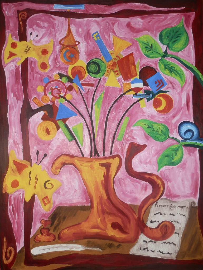 Behind the window. Flowers for mum. Painting by Richard Rowson ...