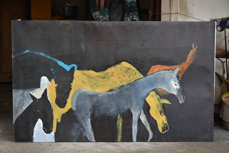 Old horses Painting by Bogi Bíró | Saatchi Art