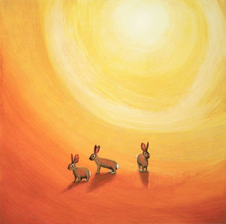Sun Rabbits Painting by Jaime Coffey | Saatchi Art