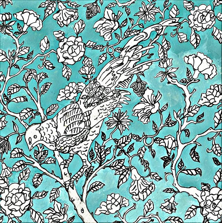 Blue and White Chinoiserie Painting by Lucy Jamieson | Saatchi Art