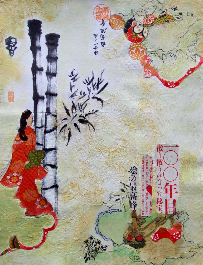 Japanese Passage Collage by Myra Evans | Saatchi Art