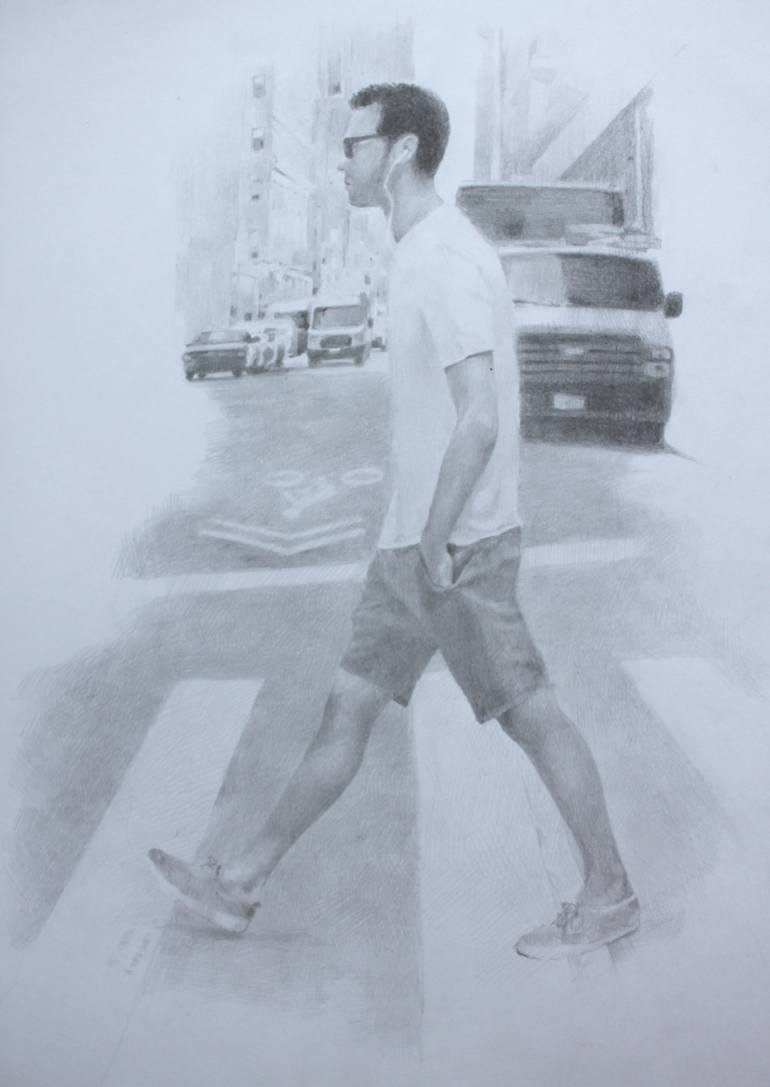 just walking around Drawing by Mark Rauschberg | Saatchi Art