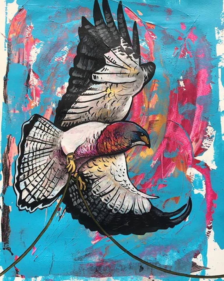 Tethered Hawk Painting by Douglas Foulke | Saatchi Art