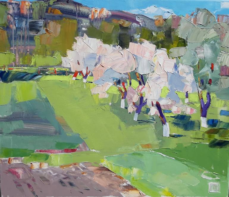 Spring garden. Painting by Lesya Ros | Saatchi Art