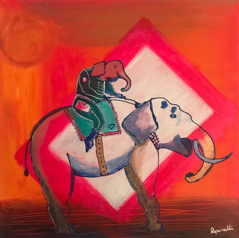 Beast of Burden Series -Elephant Painting by Victor Spinelli | Saatchi Art