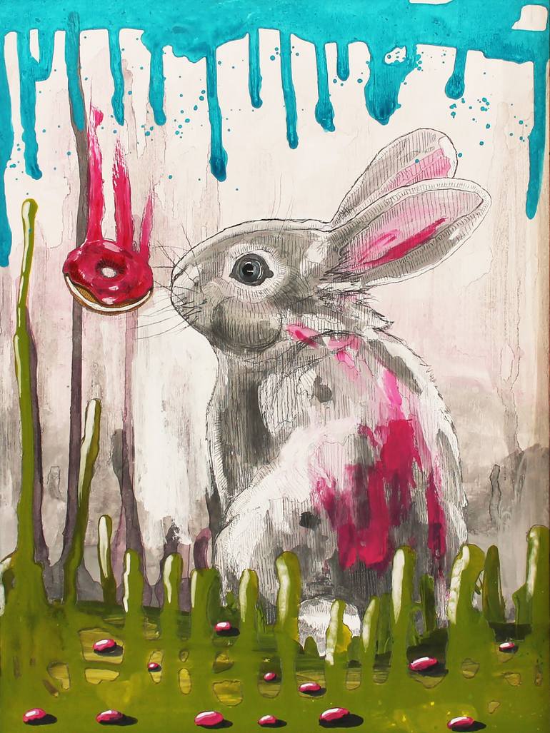 Baby white rabbit Painting by Mr Blazy | Saatchi Art