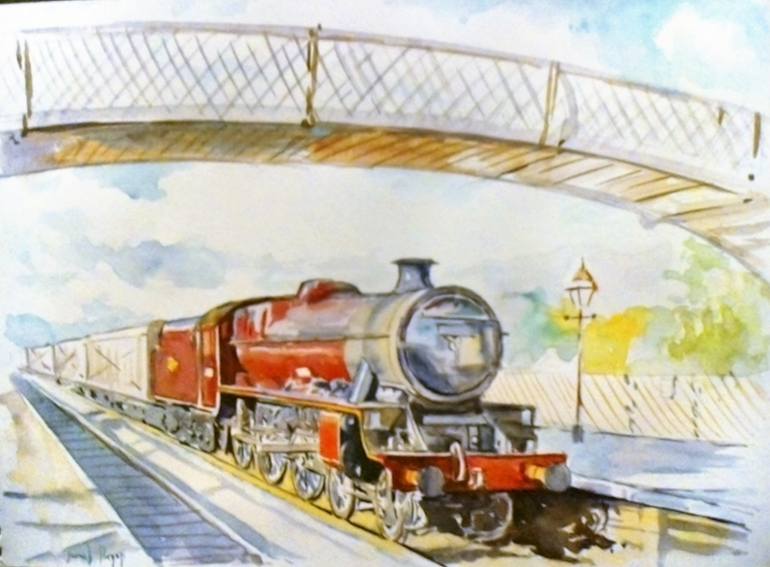 Оld steam locomotive Painting by Usachev Fedor | Saatchi Art