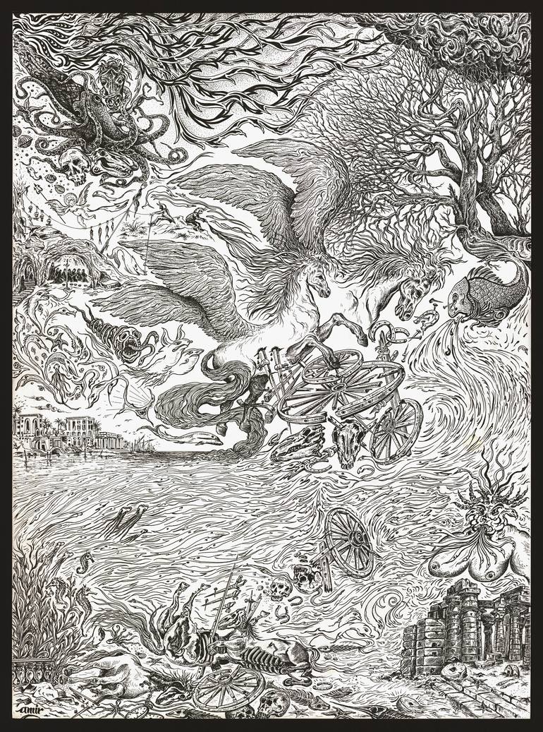 The Chariots of Pegasus Drawing by Amir Tehrani | Saatchi Art