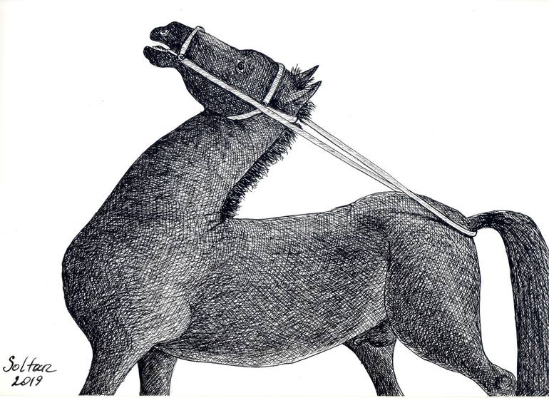 Punished horse. Drawing by Soltan Soltanli | Saatchi Art