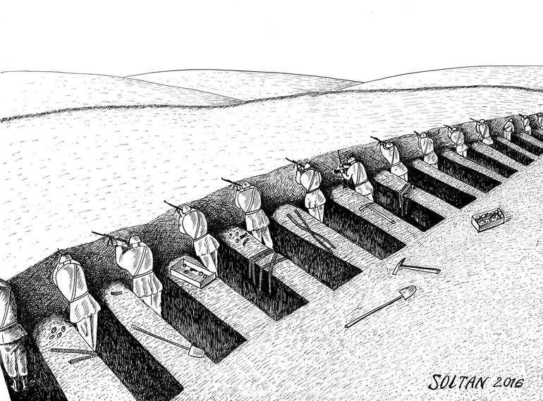 Battle around Kalva Drawing by Soltan Soltanli | Saatchi Art