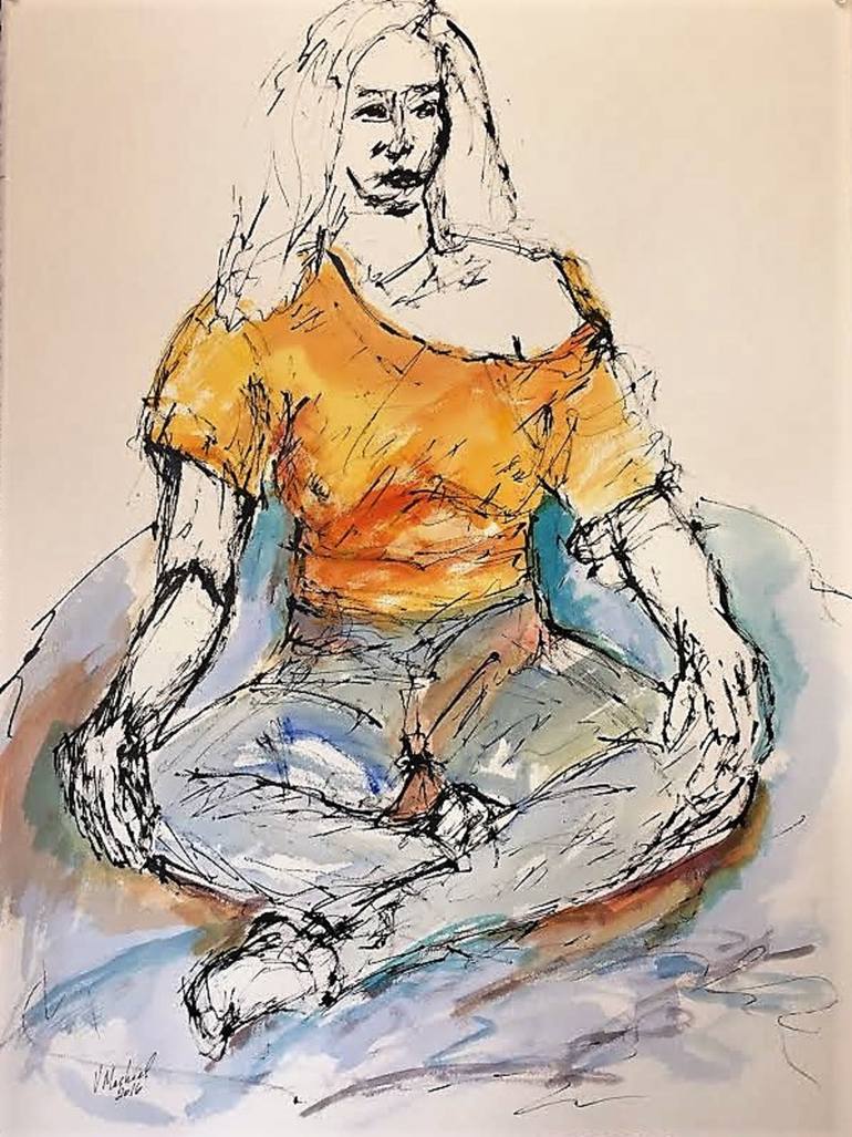 Woman in Yoga Pose Drawing by Victor Mashaal | Saatchi Art