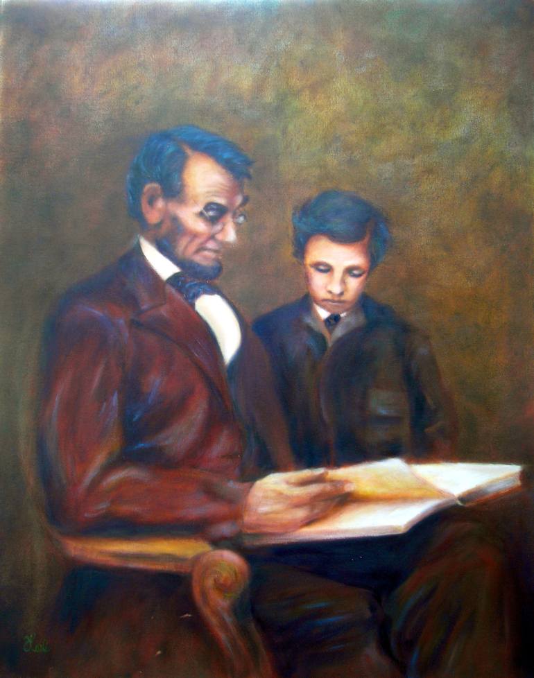 Lincoln with Tad Painting by Dirk Hiel | Saatchi Art