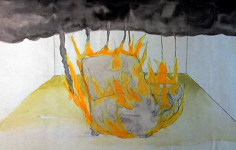 Burning chair Painting by Leonard Glasser | Saatchi Art