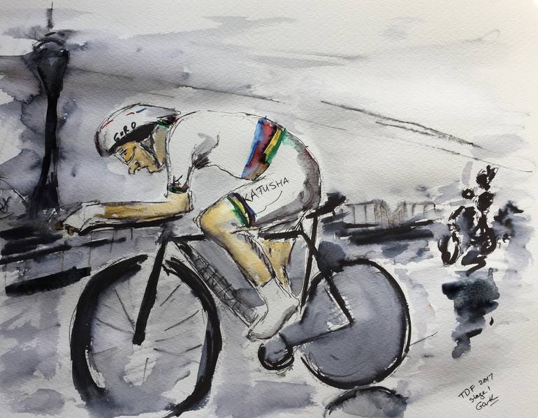 Tour de France stage 1 - 2017 Drawing by Garth Bayley | Saatchi Art