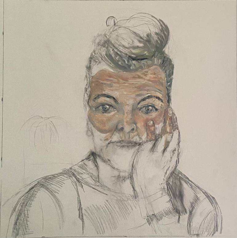 Self-portrait inspired by Lucien Freud, Fragment Mixed Media by Ali ...