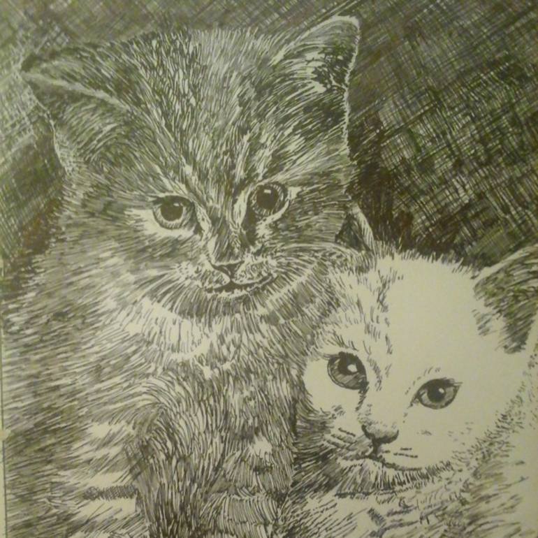 snowy and jinksy Drawing by Paula Bettam | Saatchi Art