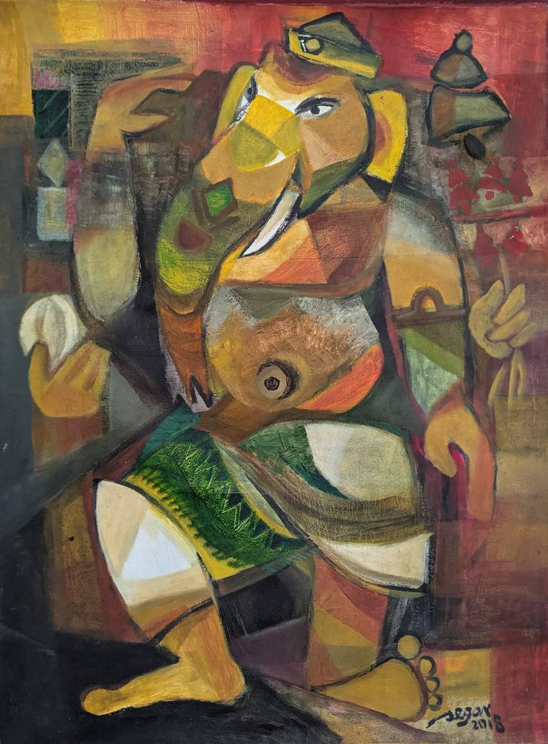 Standing Ganesh Painting by Raja Segar | Saatchi Art