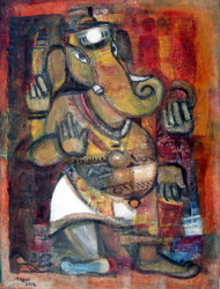 Ganesh Painting by Raja Segar | Saatchi Art